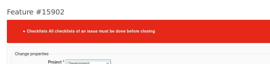 Block issue closing | RedmineUP Help | Checklists plugin documentation